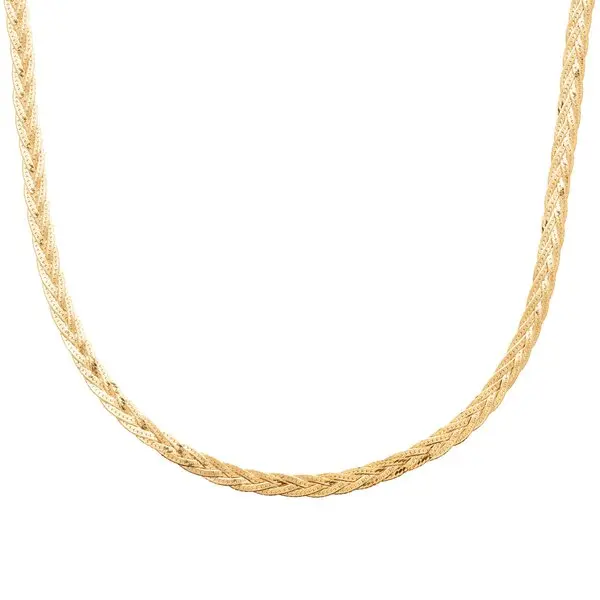 HARFI Interwoven Double Herringbone Twisted Necklace - Gold