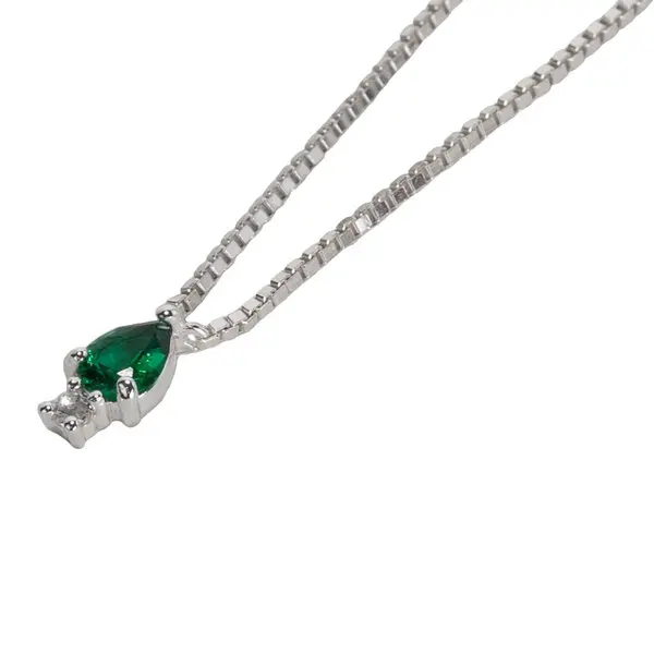 NASI SILVER Green Spinel & White Topaz Silver Necklace - Green/silver