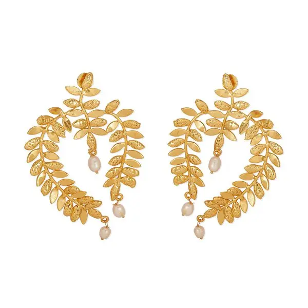 DHWANI BANSAL Hadaira Pearl Drop Earrings - Gold/white