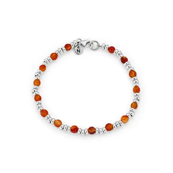 NELLOU JEWELLERY Carnelian Gemstone Bracelet - Silver/yellow