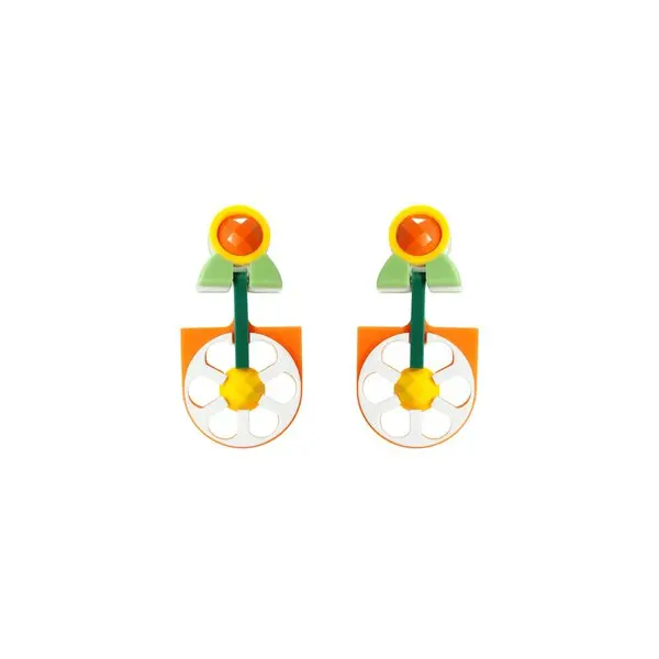 GISSA BICALHO Daisy Acrylic Pendant Earrings - Orange/green