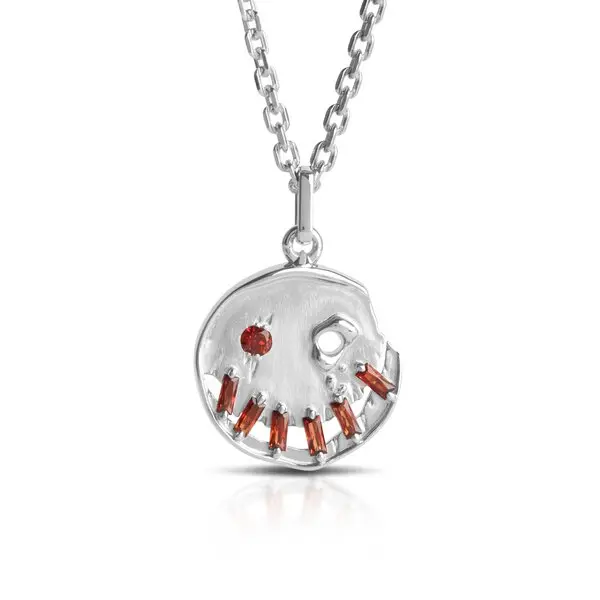 KASUN LONDON January Garnet Necklace - Silver