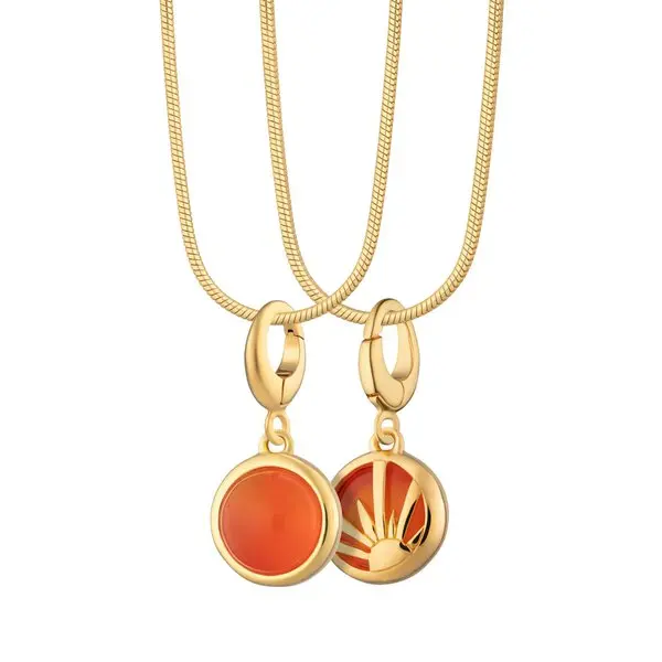 LILY CHARMED Plated Orange Agate Charm Necklace - Gold