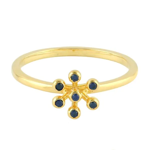 ARTISAN 14k Yellow Gold Sapphire Starburst Ring - Gold/blue
