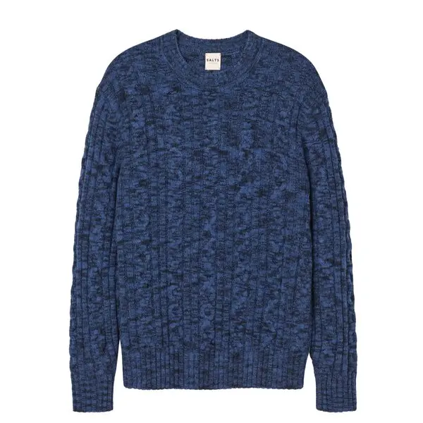 SALTS CASHMERE Space Dyed Cable Crew Neck Sweater