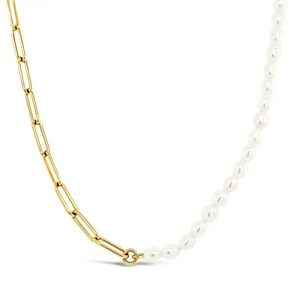 LUTIRO Paperclip And Freshwater Pearl Necklace