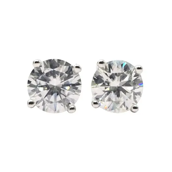 HARFI Sterling Silver Moissanite Crystal Stud Earrings - White/silver