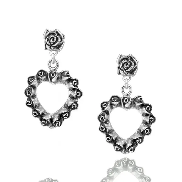UNALOE Loveyou Heart Drop Earrings - Silver