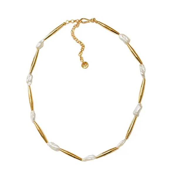 ADRIANA PAPPAS DESIGNS Biwa Pearl And Gold Plated Necklace - Yellow