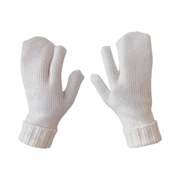 LONDON ATELIER BYPRODUCT Two Finger Knitted Mitten Gloves - Beige