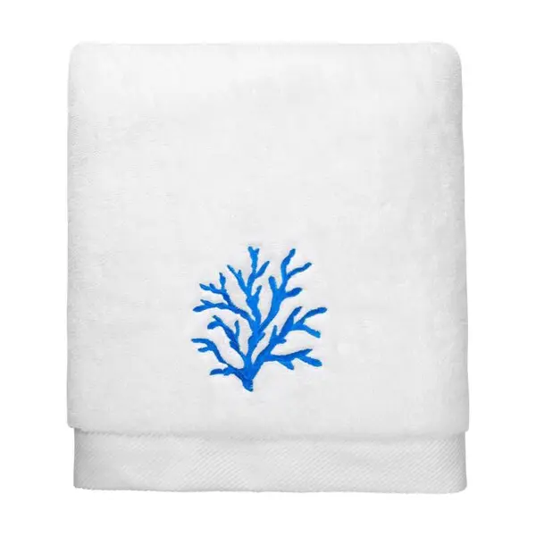 KM HOME COLLECTION Turquoise Coral Embroidery Bath Towel - Blue/orange