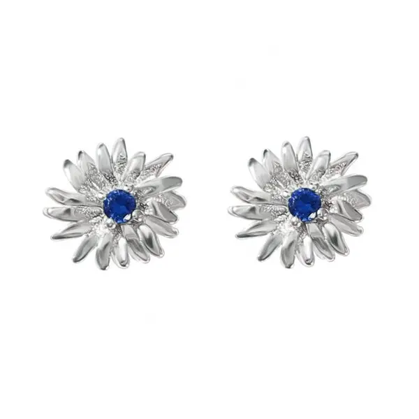 HARFI Sapphire Aster Sterling Silver Stud Earrings - Blue/silver
