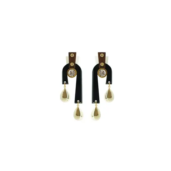 GISSA BICALHO Deco Libra Dangle Earrings - Black/gold
