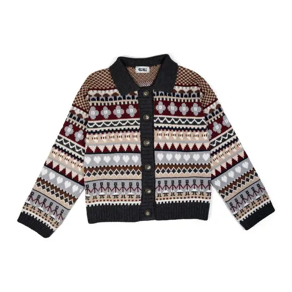 GIGI KNITWEAR Bee Garden Intarsia Knit Cardigan