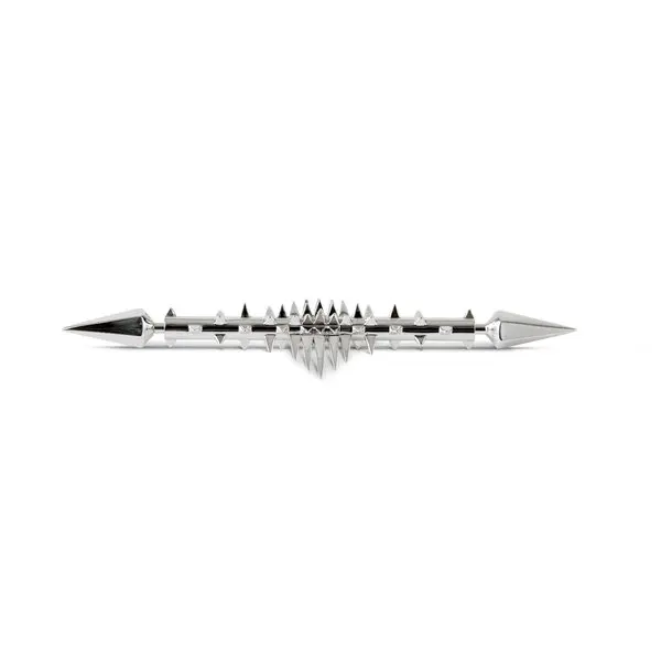 KASUN LONDON Collar Bar With Armoured Studded Sleeve - Silver