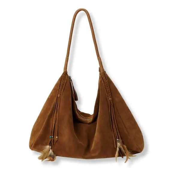 JUAN-JO Oversized Suede Shoulder Bag With Fringe