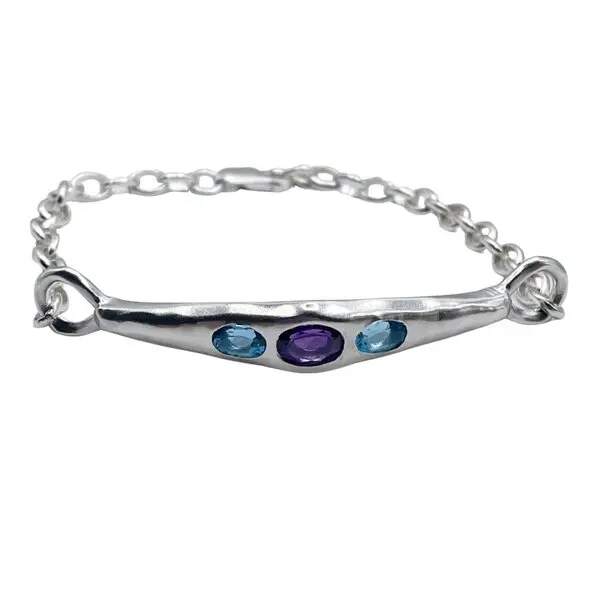 AMY DELSON JEWELRY Blair Purple Amethyst And Swiss Blue Topaz Sterling Silver Bracelet - Blue/purple/silver