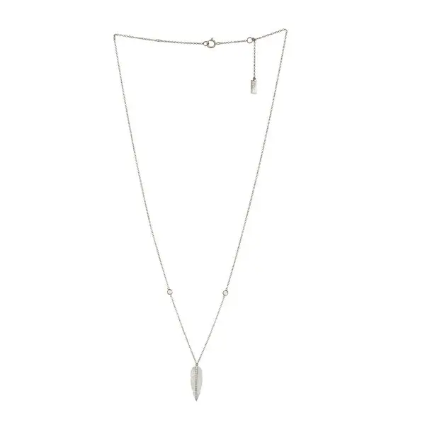 ARTISAN Carved Mother Of Pearl And Diamond Feather Necklace - White
