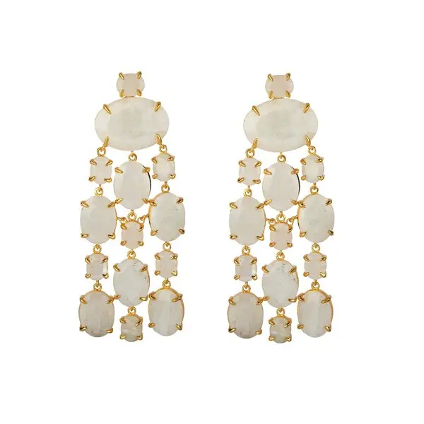 Bounkit Marysol Moonstone Clip-on Earrings - White