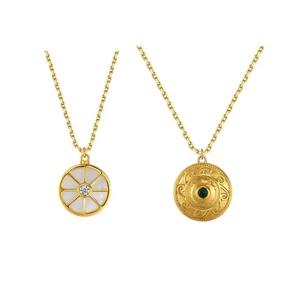 RETRO CHIC Compass Layered Necklace Set - Gold