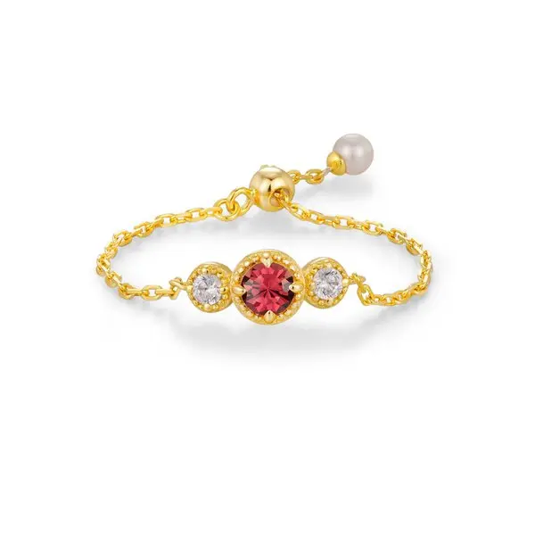 AZURA JEWELRY NEW YORK Birthstone Chain Ring Tourmaline Vermeil - Gold