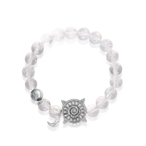 AUROZIA Solar Meridian Beaded Bracelet - Silver/white