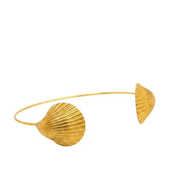 LINYA JEWELLERY Double Seashell Cuff Bracelet - Gold