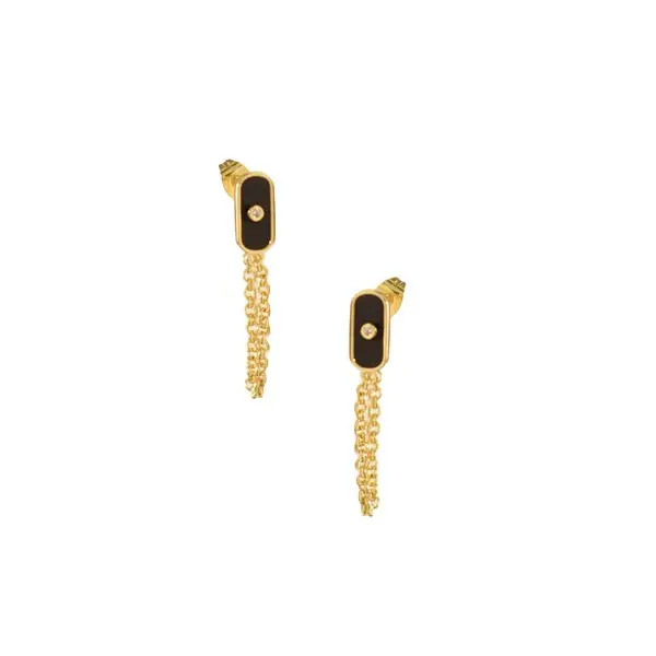 ADRIANA PAPPAS DESIGNS Chained Tablet Stud Earrings - Black