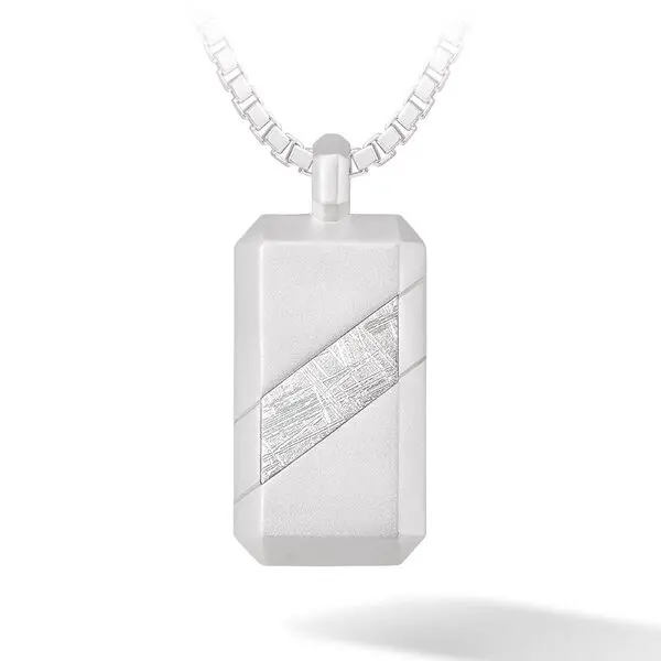AWNL Dog Tag Meteorite Sterling Pendant Necklace - Silver