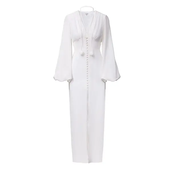 LITA COUTURE Ample-sleeve Silk Dress