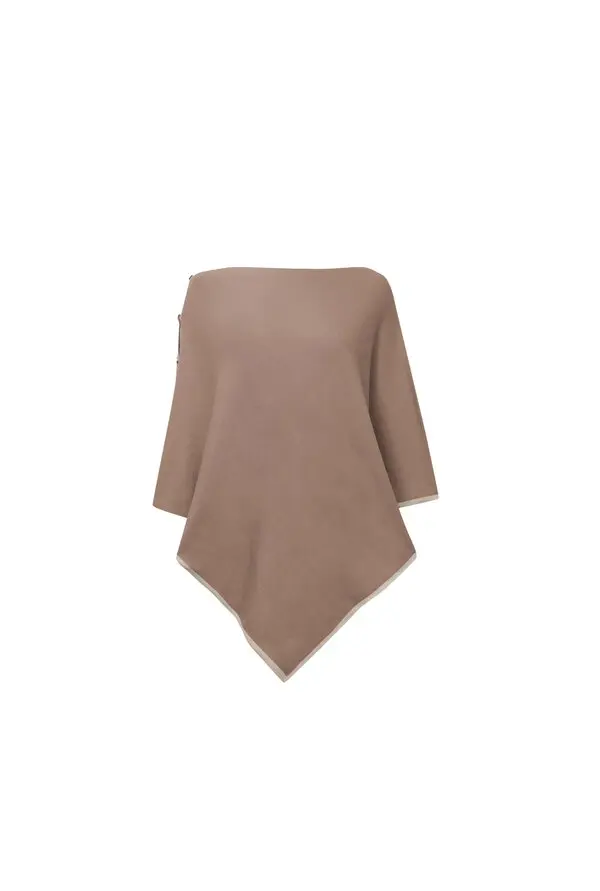 JAMES LAKELAND Button Detail Poncho Top - Brown
