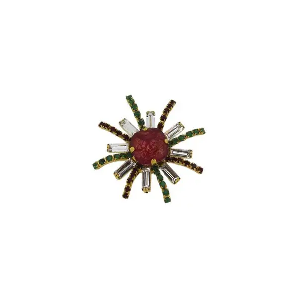 VICKISARGE Yuletide Candy Cane Star Ring - Gold/green/red