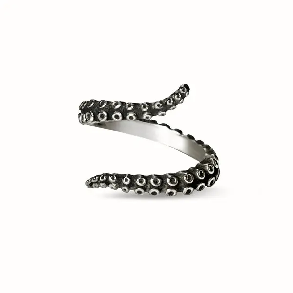 PERRY GARGANO Tentacle Wrap Octopus Ring - Silver
