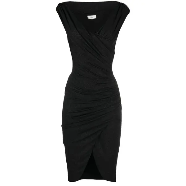 NISSA Glittered Ruched Midi Dress