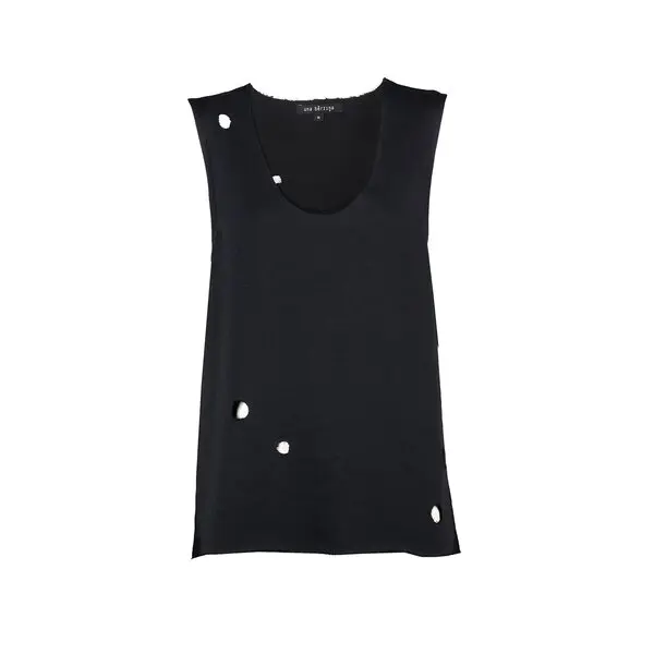 UNA BERZINA Grunge-style Cotton Top With Distressed Details