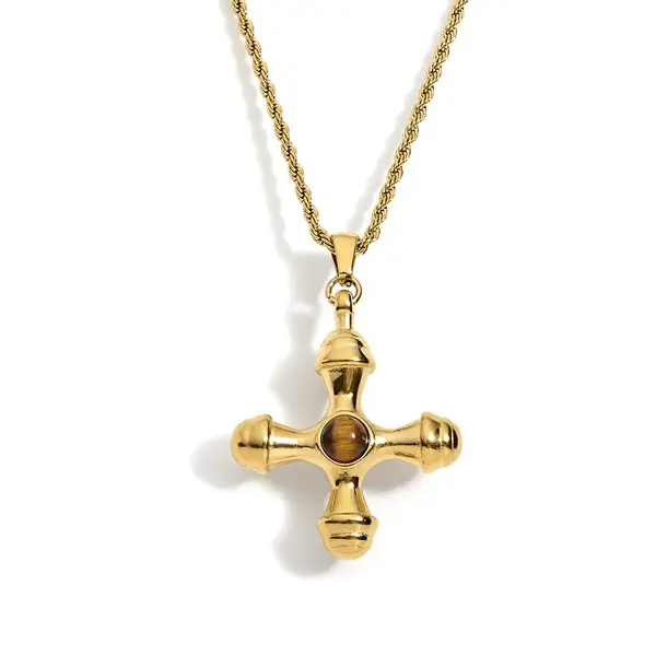 OLIVIA LE Adalena Vintage Cross Pendant Necklace - Gold