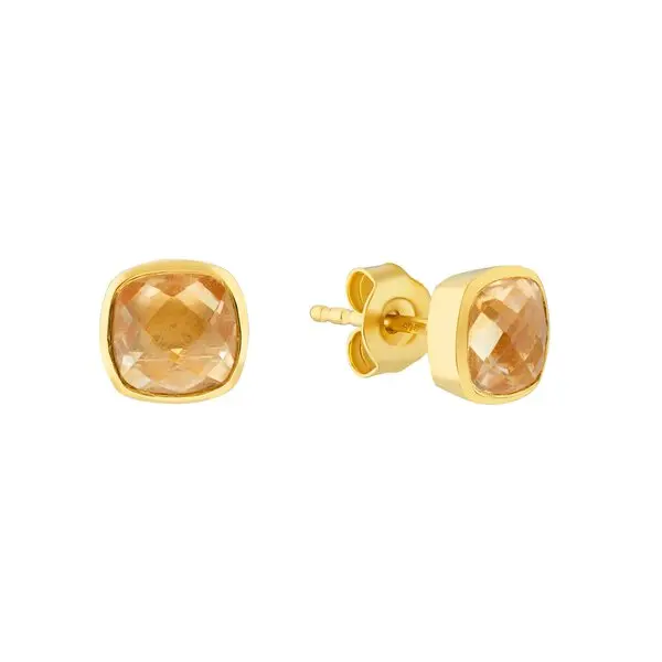 AUREE JEWELLERY Brooklyn Citrine & Gold Vermeil Stud Earrings - Gold/yellow