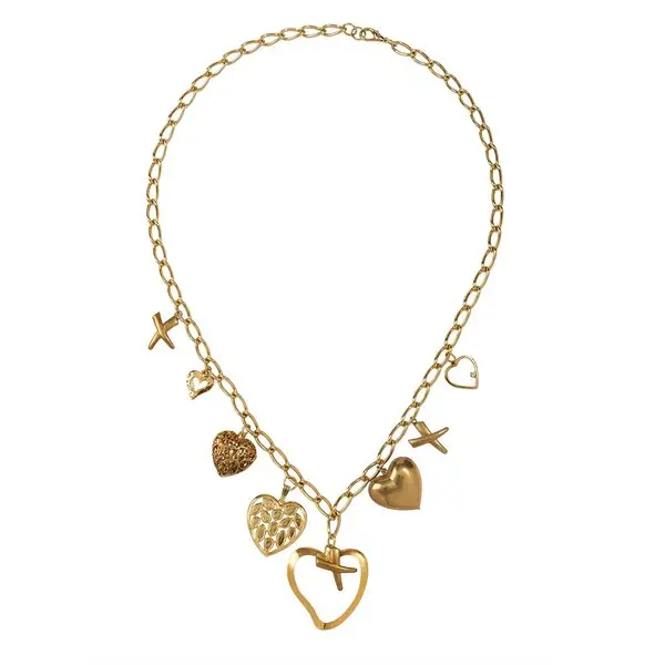 CARAMEL VINTAGE JEWELLERY Vintage Love & Kisses Plated Necklace - Gold