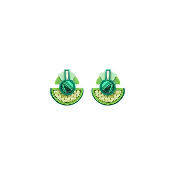 GISSA BICALHO Jaci Pale Acrylic And Raffia Earrings - Green