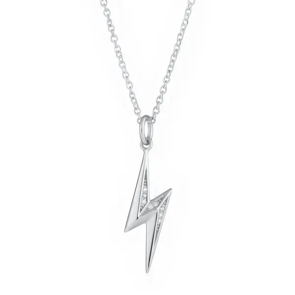 SCREAM PRETTY Sparkling Lightning Bolt Slider Necklace - Silver