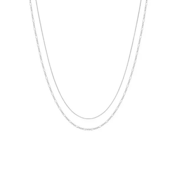 VANCHI Figaro And Box Chain Layered Necklace - Silver