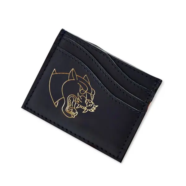 VIDA VIDA Panther Tattoo Leather Card Holder - Black
