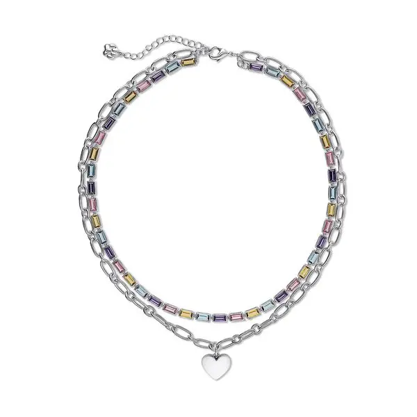 CLOUD HAVEN Layered Heart Pendant Necklace - Silver
