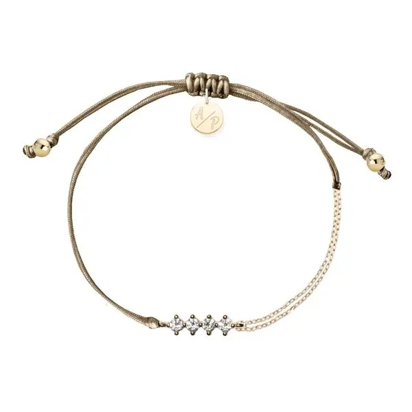 ADRIANA PAPPAS DESIGNS Cz Crystal Bar Bracelet On Colored Cord - Brown