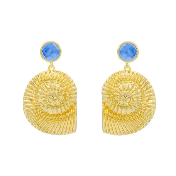 MARCIA MORAN Gold Plated Oceania Earrings With Tanzanite - Gold/blue