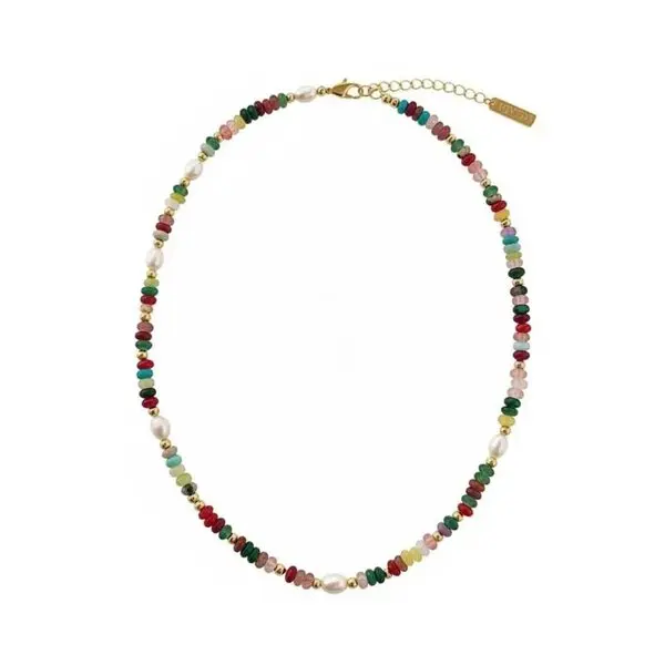 ANGEL BAROCCO Multi-stone Pearl Necklace - Gray/yellow