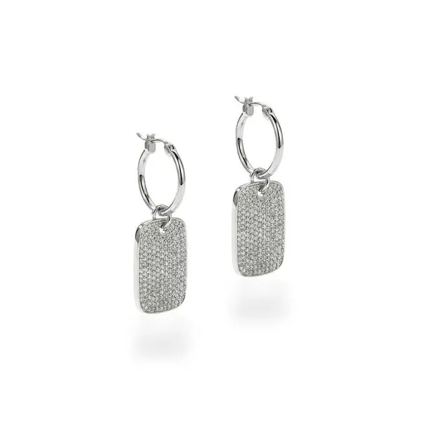 JAREDJAMIN Robin Pave Charm Hoop Earrings - Silver