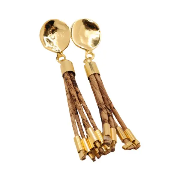 NART NATURE MAKING ART Banana Fiber Dangle Earrings - Gold/brown