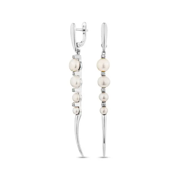 SALLY SKOUFIS Luna Alchemy Earrings With Pearl And Cubic Zirconia - Silver/white