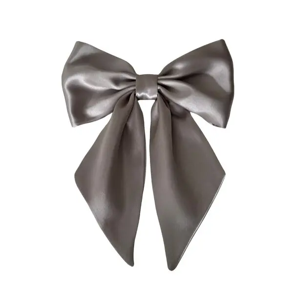SYLKI Satin Bow Hair Clip - Silver
